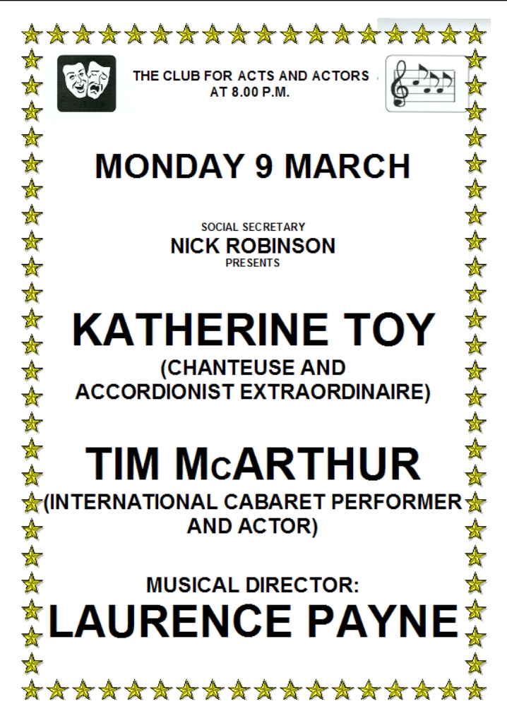 2020.03.09_Monday_Poster - The Club for Acts and Actors